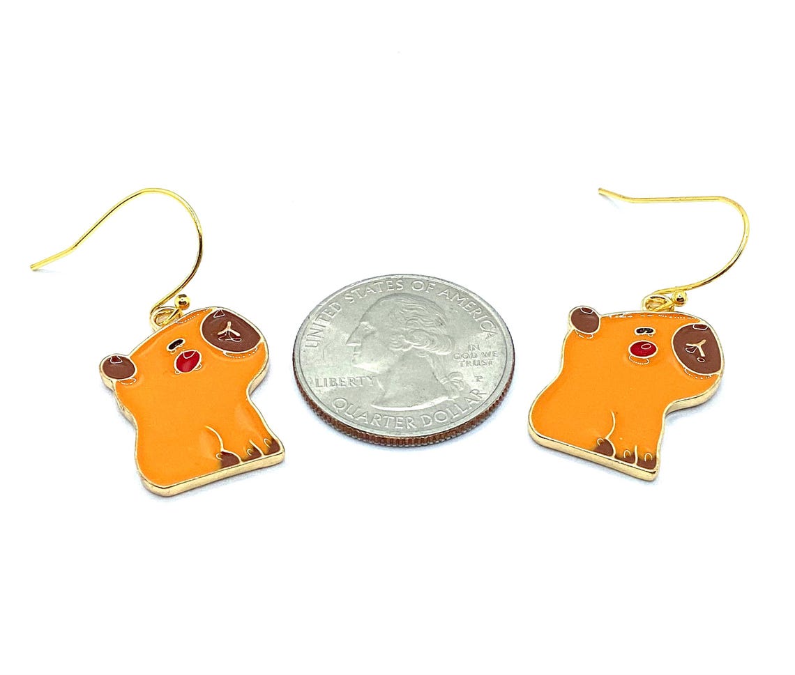 Capybara Jewelry, Capybara Earrings, Enamel Capybara Earrings, Gift for ...