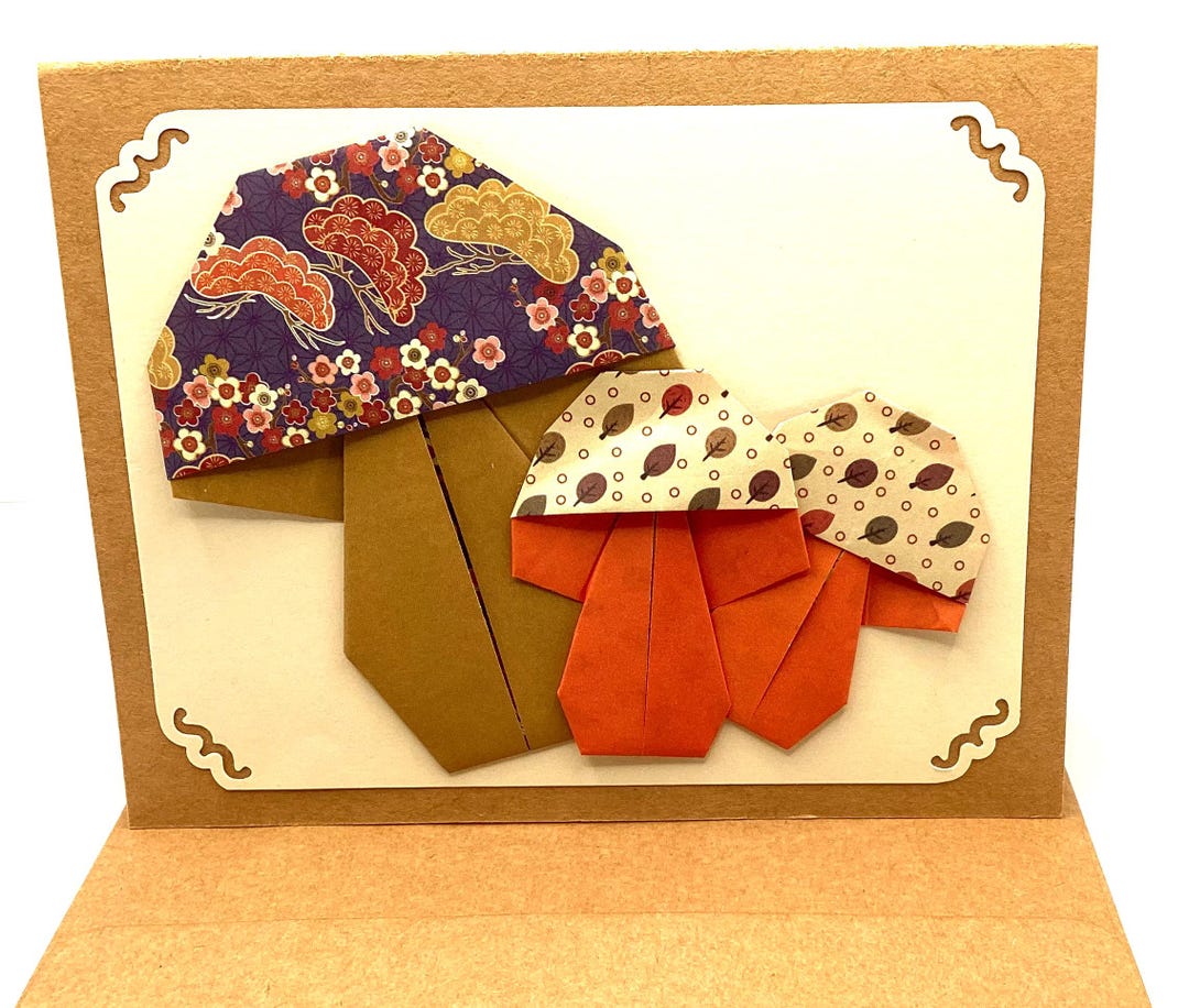 Mushroom Notecard Set, 4 Handmade Origami Mushroom Notecards - Etsy