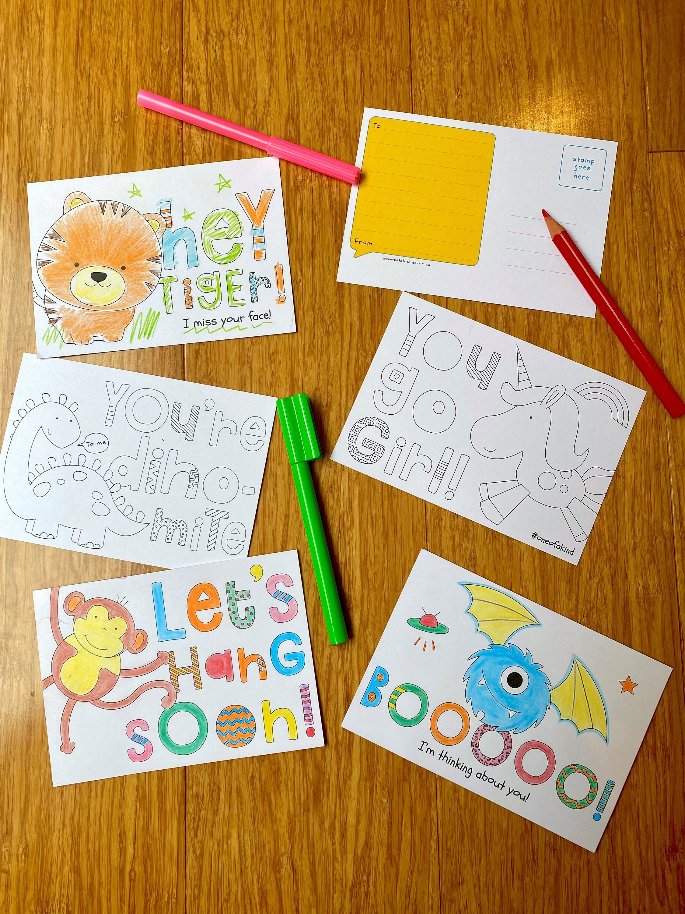 POSTIES: 20 Colour in Postcards for Kids - Etsy Australia