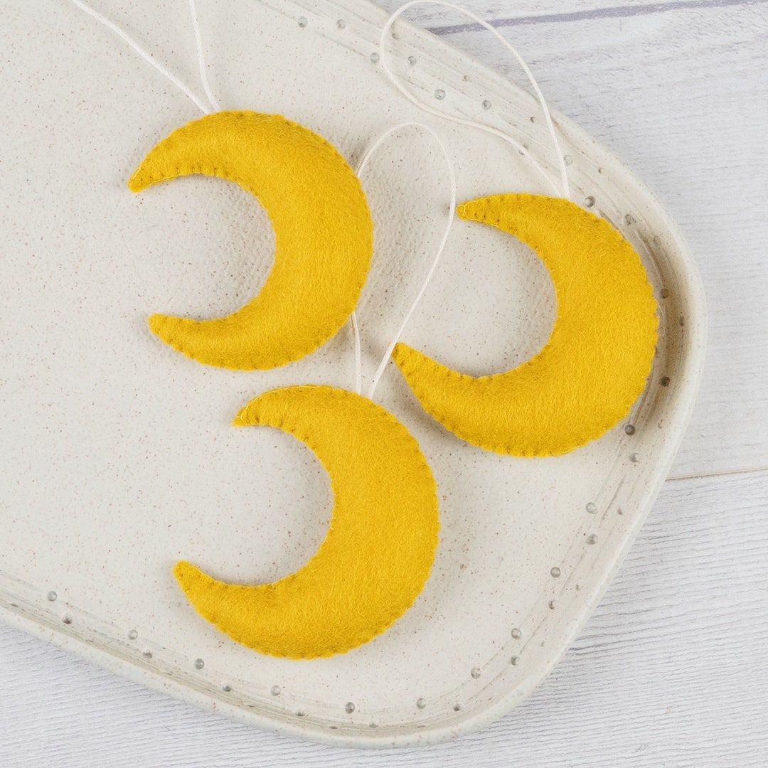 Moon Felt Decoration, Christmas Tree Ornament - Etsy