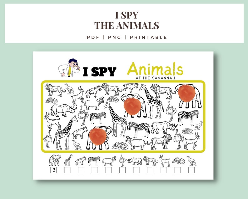 I SPY the Animals Children Fun Activity Pages Printable | Spot the ...