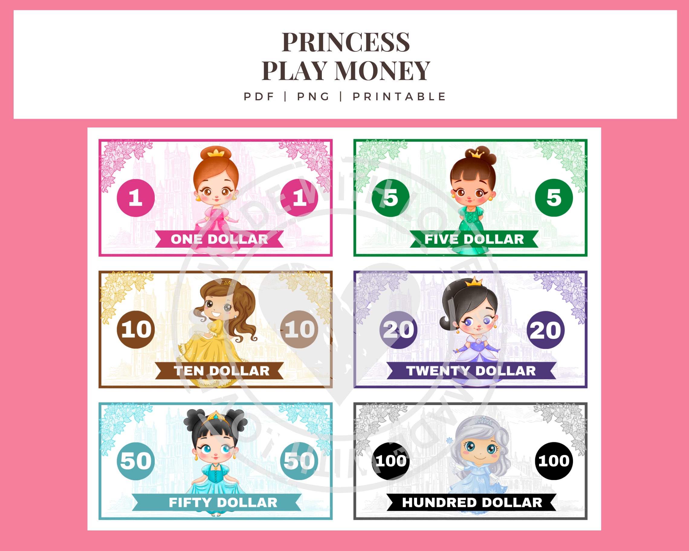 PRINCESS Pretend Money Kids Play Printable - Etsy