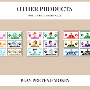 Pretend Money Kids Play Printable - Etsy