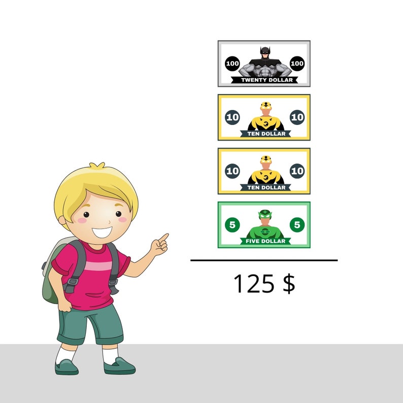 SUPERHERO Pretend Money Kids Play Printable - Etsy