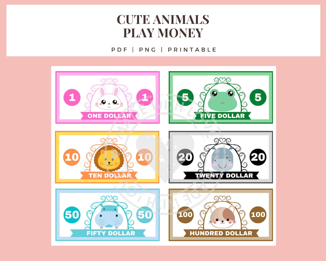 Pretend Money Kids Play Printable - Etsy