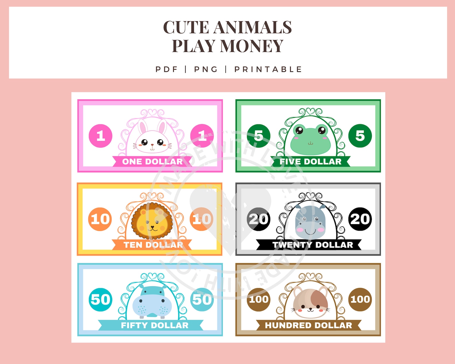 Pretend Money Kids Play Printable - Etsy