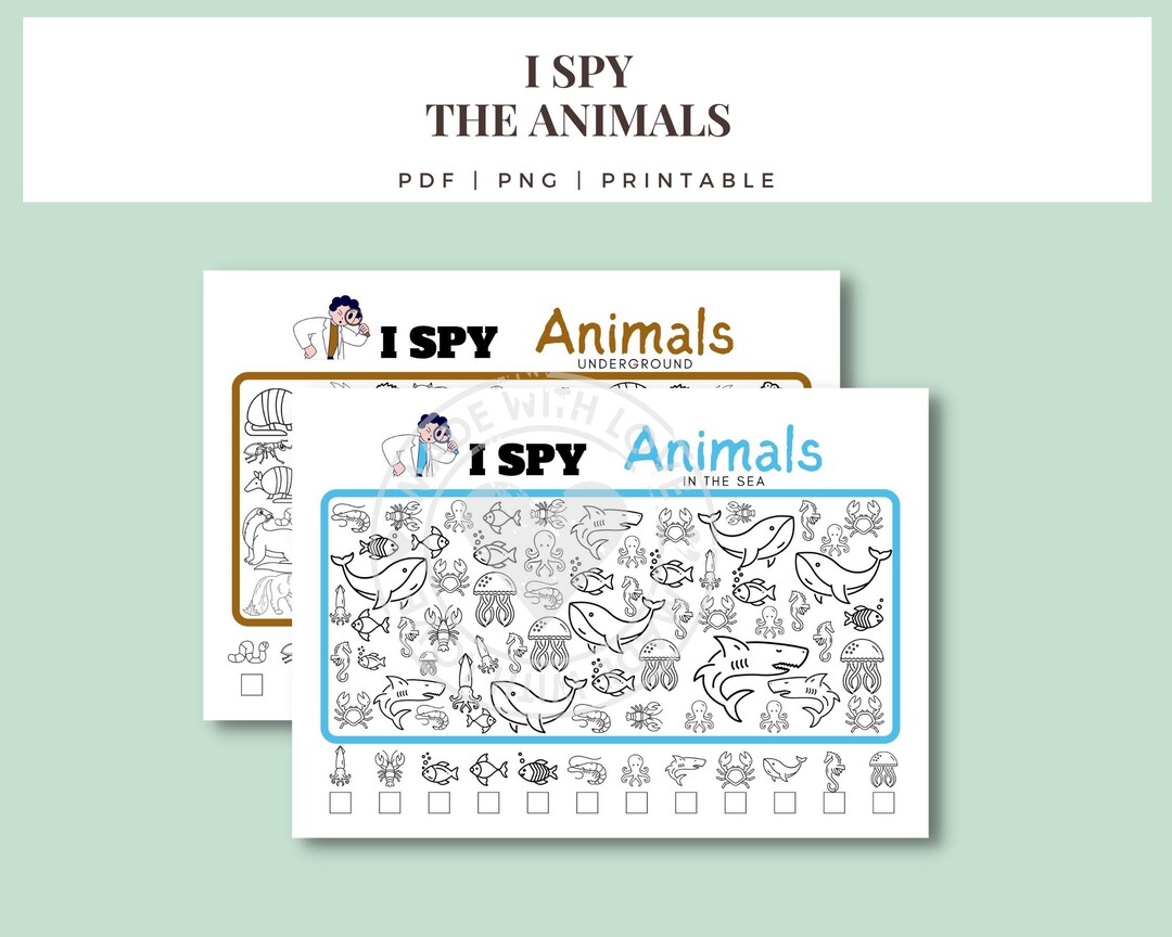 I SPY the Animals Children Fun Activity Pages Printable | Spot the ...