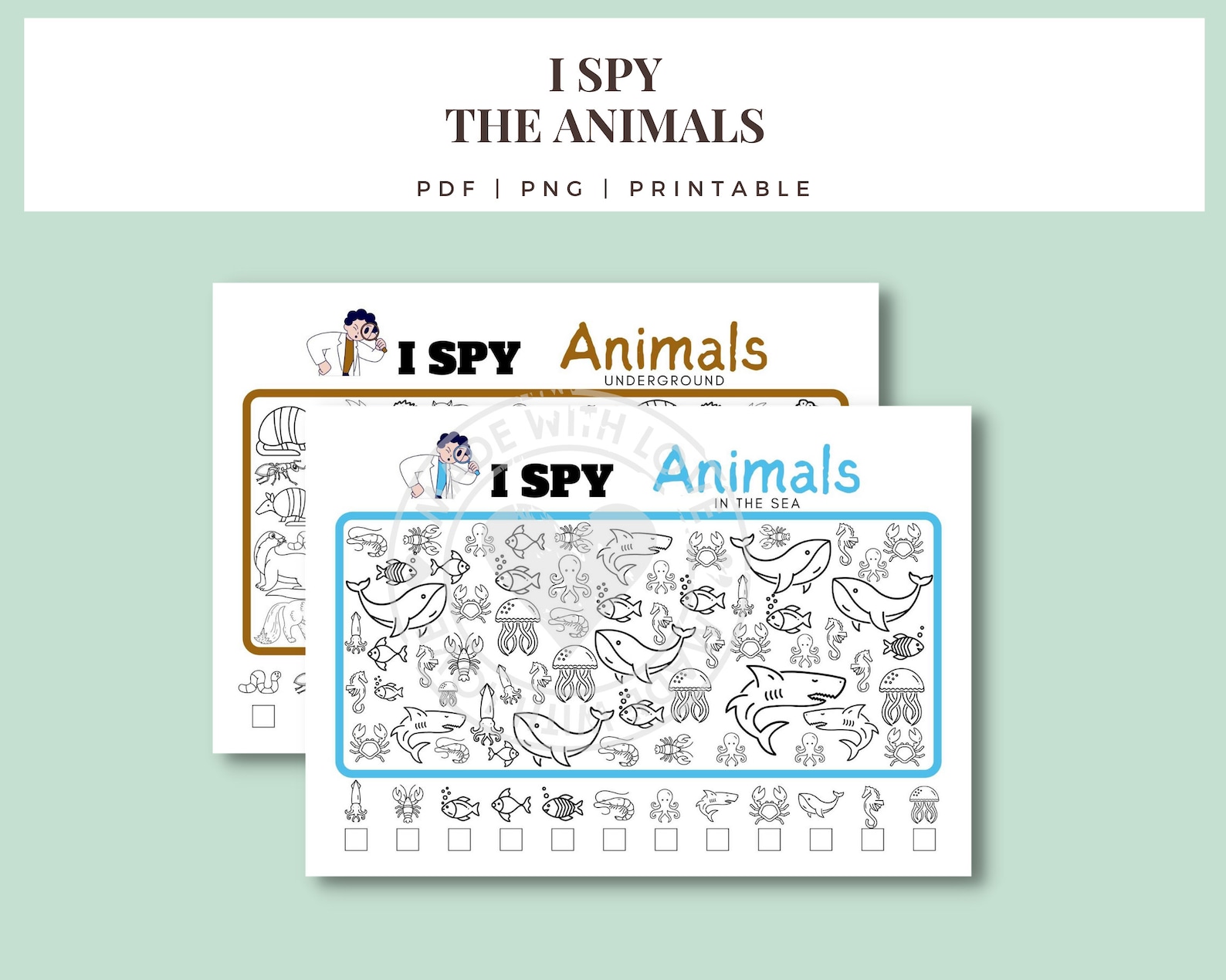 I SPY the Animals Children Fun Activity Pages Printable | Spot the ...