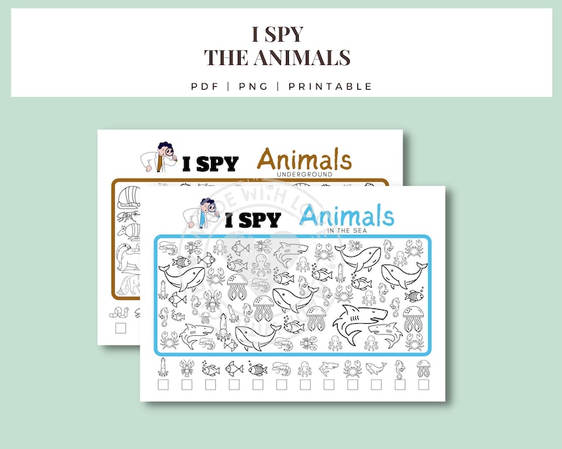 I SPY the Animals Children Fun Activity Pages Printable | Spot the ...