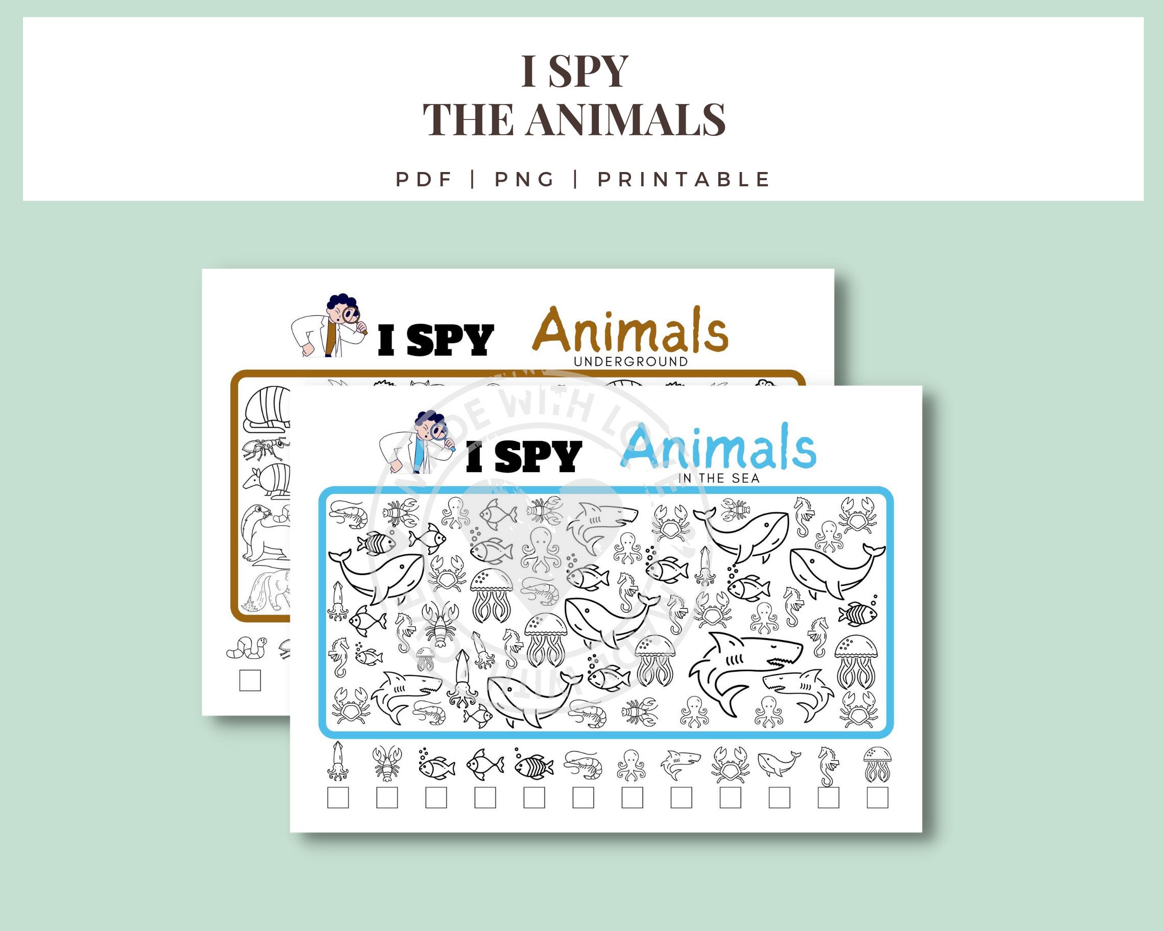 I SPY the Animals Children Fun Activity Pages Printable | Spot the ...