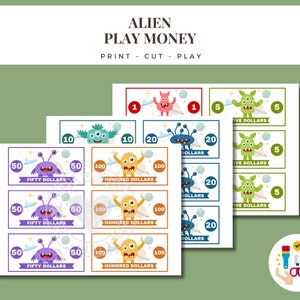 Alien Theme Kids Play Pretend Money Printable - Etsy