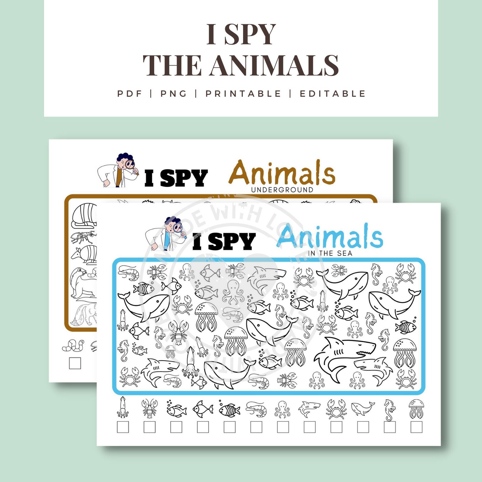 I SPY the Animals Children Fun Activity Pages Printable Spot - Etsy