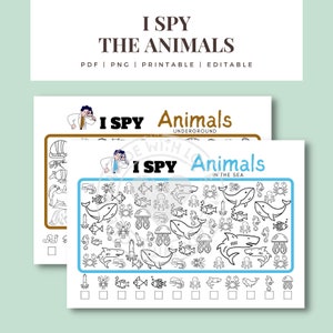 I SPY the Animals Children Fun Activity Pages Printable Spot - Etsy