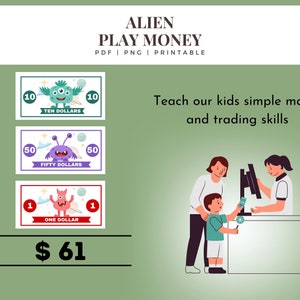 Alien Theme Kids Play Pretend Money Printable - Etsy
