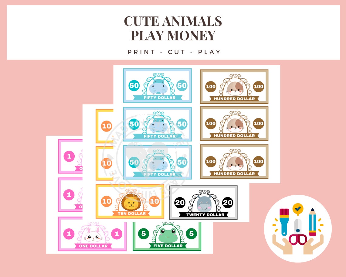 Pretend Money Kids Play Printable - Etsy