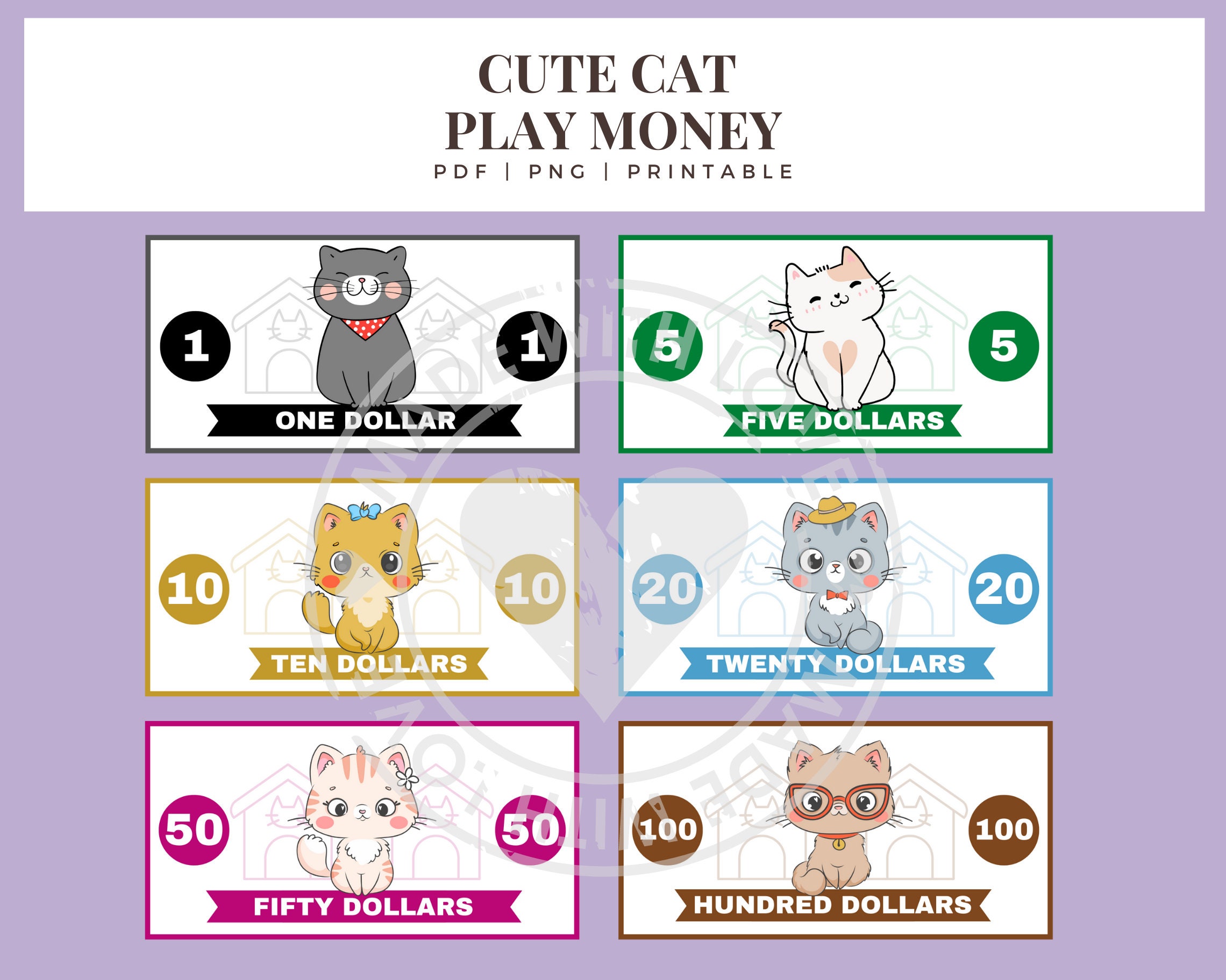 CAT Pretend Money Kids Play Printable - Etsy