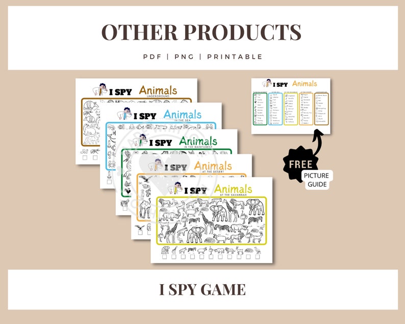 I SPY the Animals Children Fun Activity Pages Printable | Spot the ...