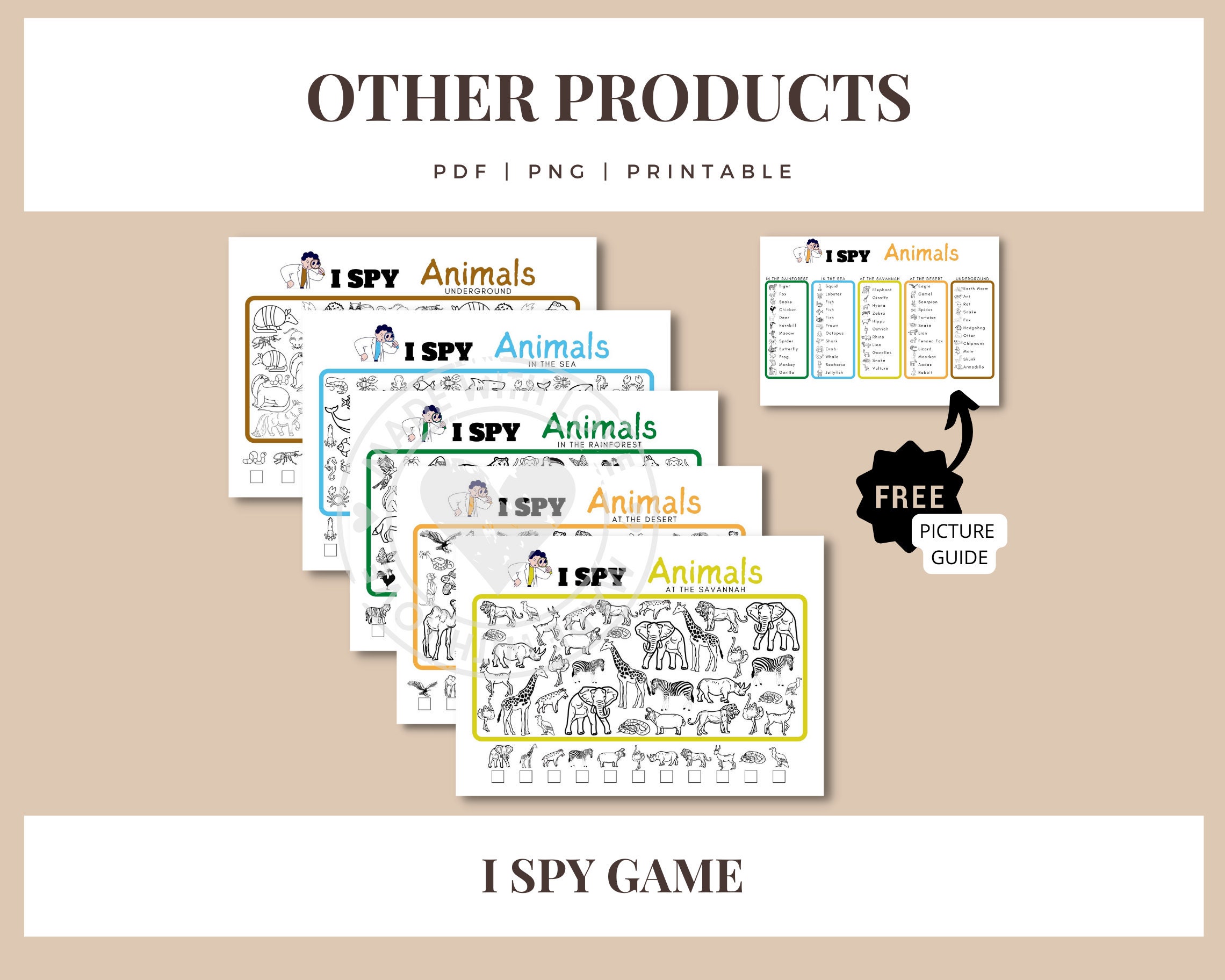 I SPY the Animals Children Fun Activity Pages Printable Spot the ...