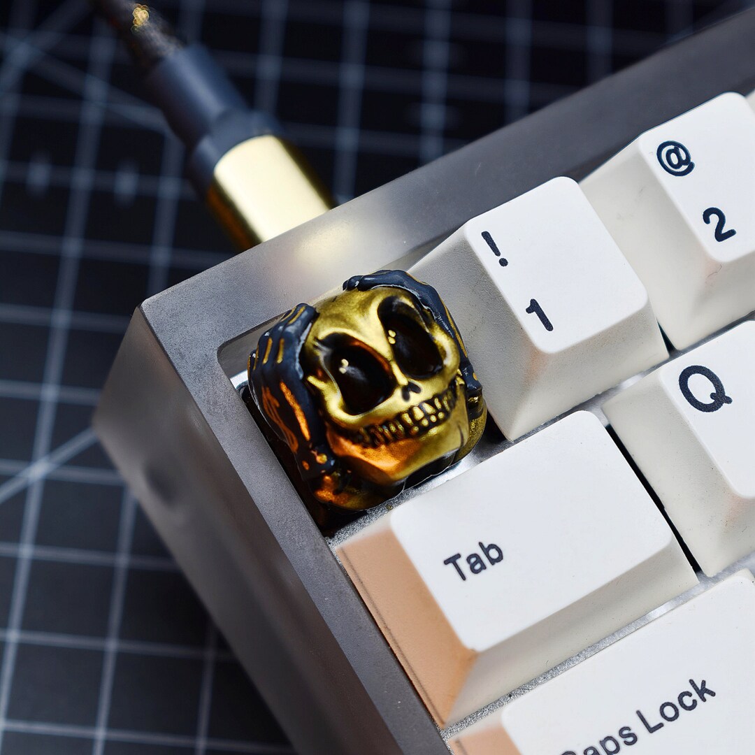 Mr Bones "gold Rush" Artisan Keycap. Artisan Gold Skull Keycaps - Etsy