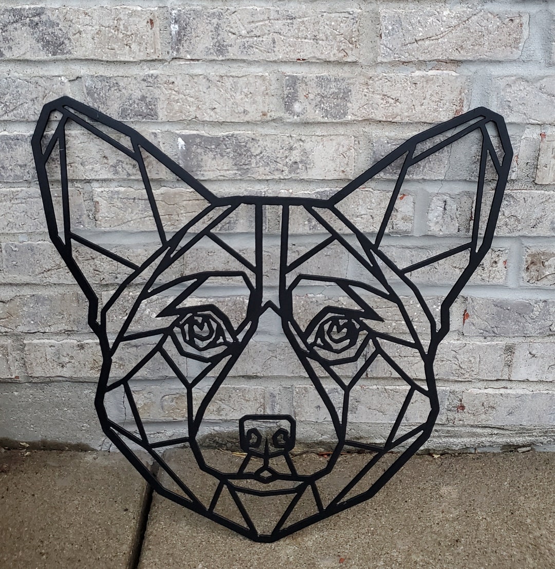 Geometric Corgi Metal Art - Etsy