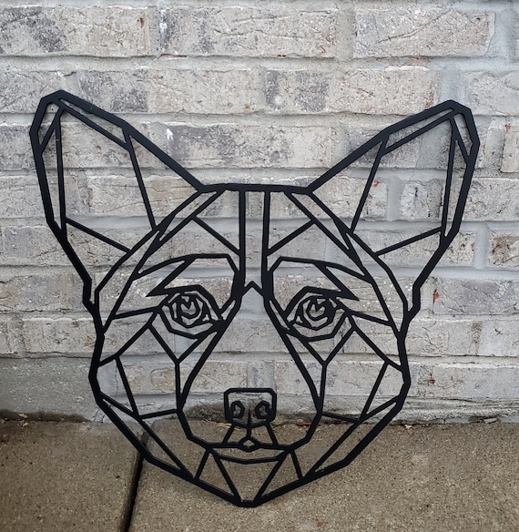 Geometric Corgi Metal Art | Etsy