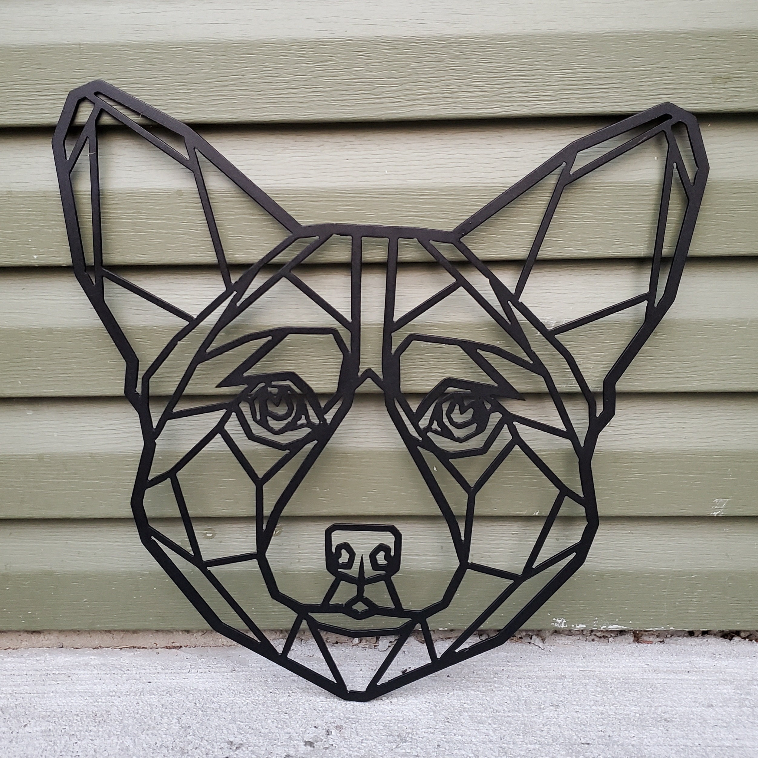 Geometric Corgi Metal Art | Etsy