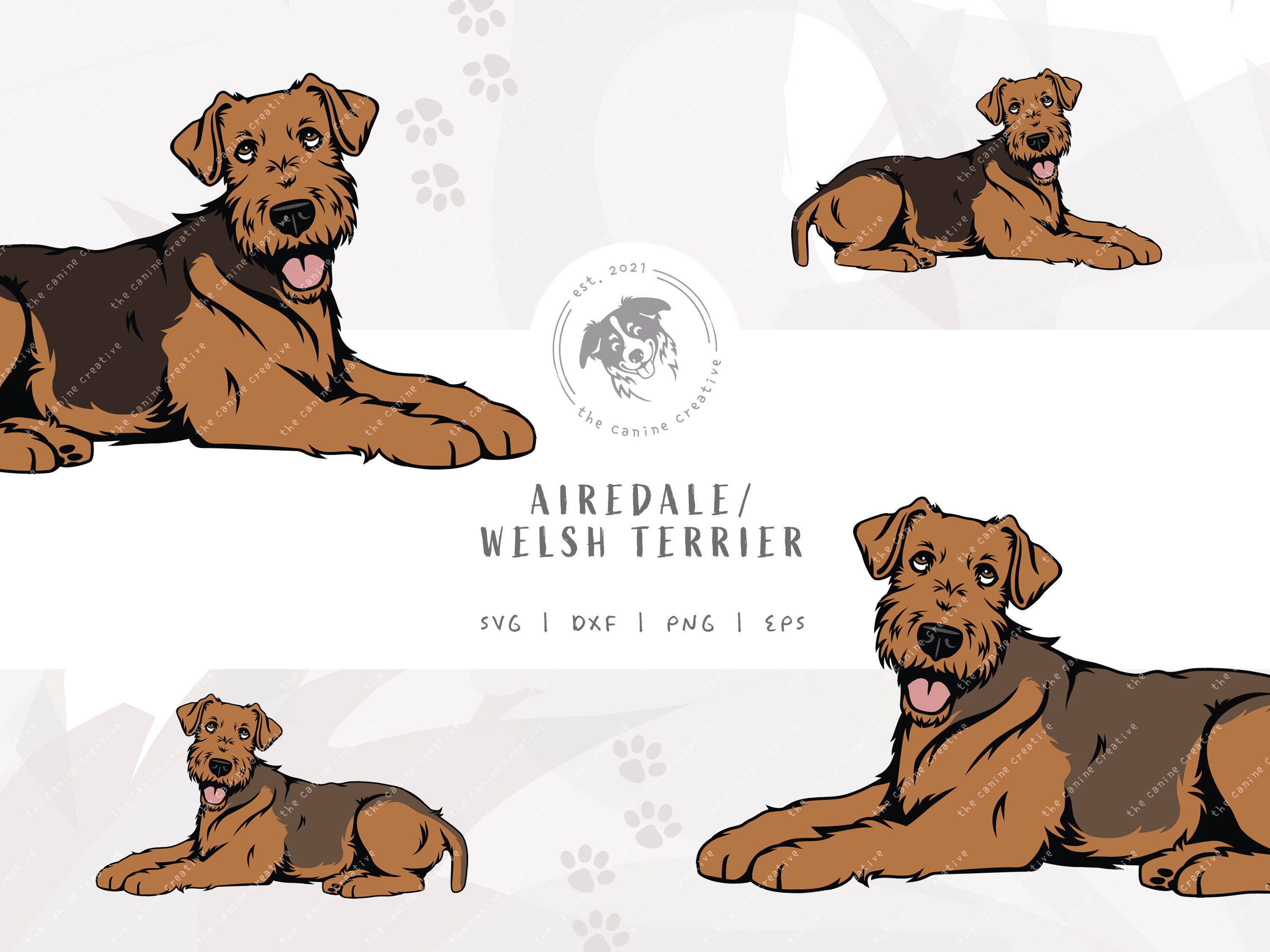 Airedale SVG, Airedale Terrier PNG, Welsh Terrier Art, Dog Laying Down ...