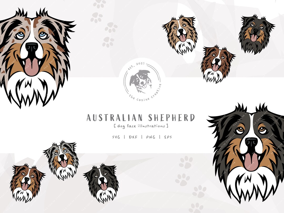 Australian Shepherd SVG, Aussie SVG, Dog Face SVG, Merle Mini Aussie ...