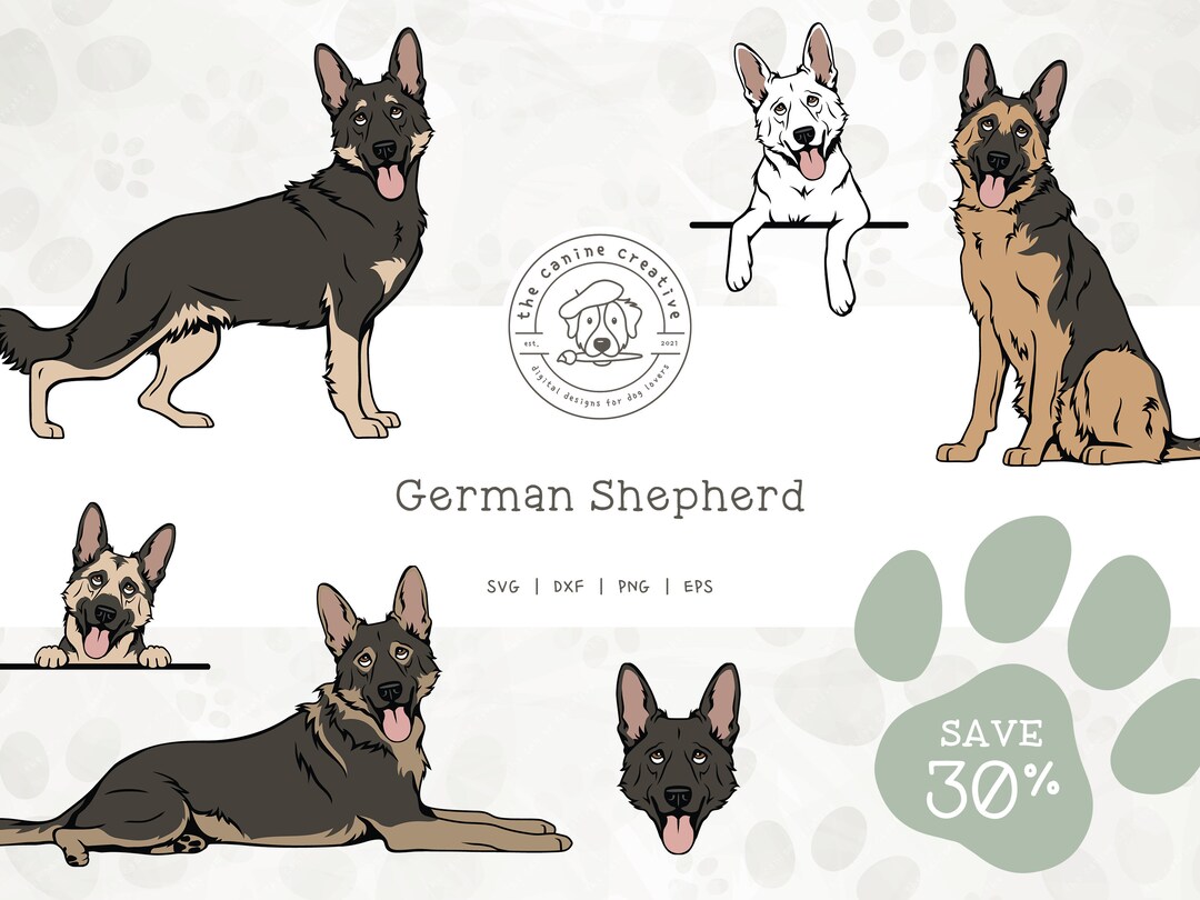 German Shepherd SVG, GSD SVG, K9 Dog Svg, Dog Face Png, Sitting Dog Art ...