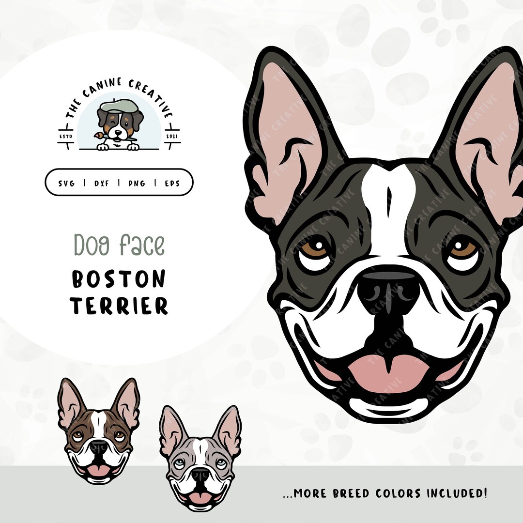 Dog Face PNG, Boston Terrier SVG, Bostie Clip Art, Dog Head Vector ...