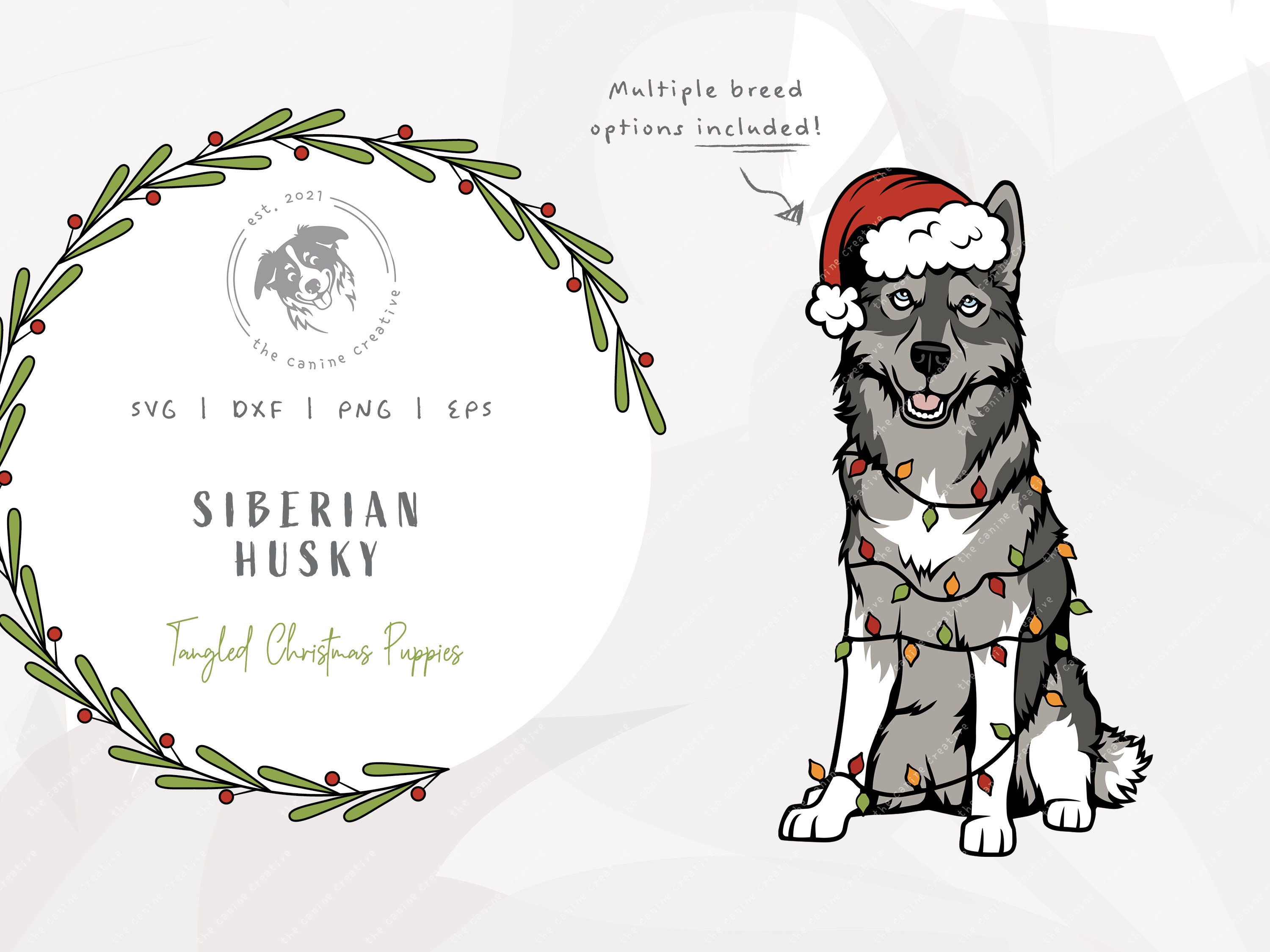 Siberian Husky Christmas SVG Husky PNG Tangled Christmas - Etsy