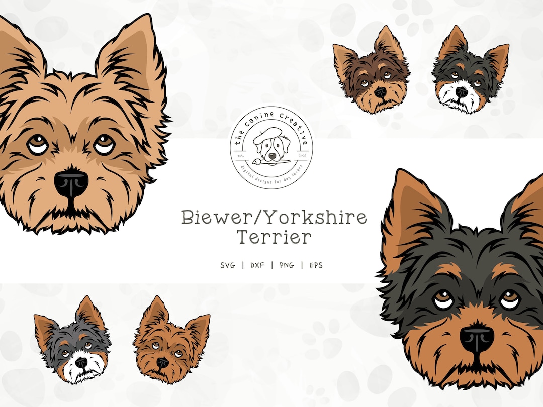 Yorkshire Terriers Clip Art, Yorkie SVG, Biewer Terrier PNG, Dog Face ...