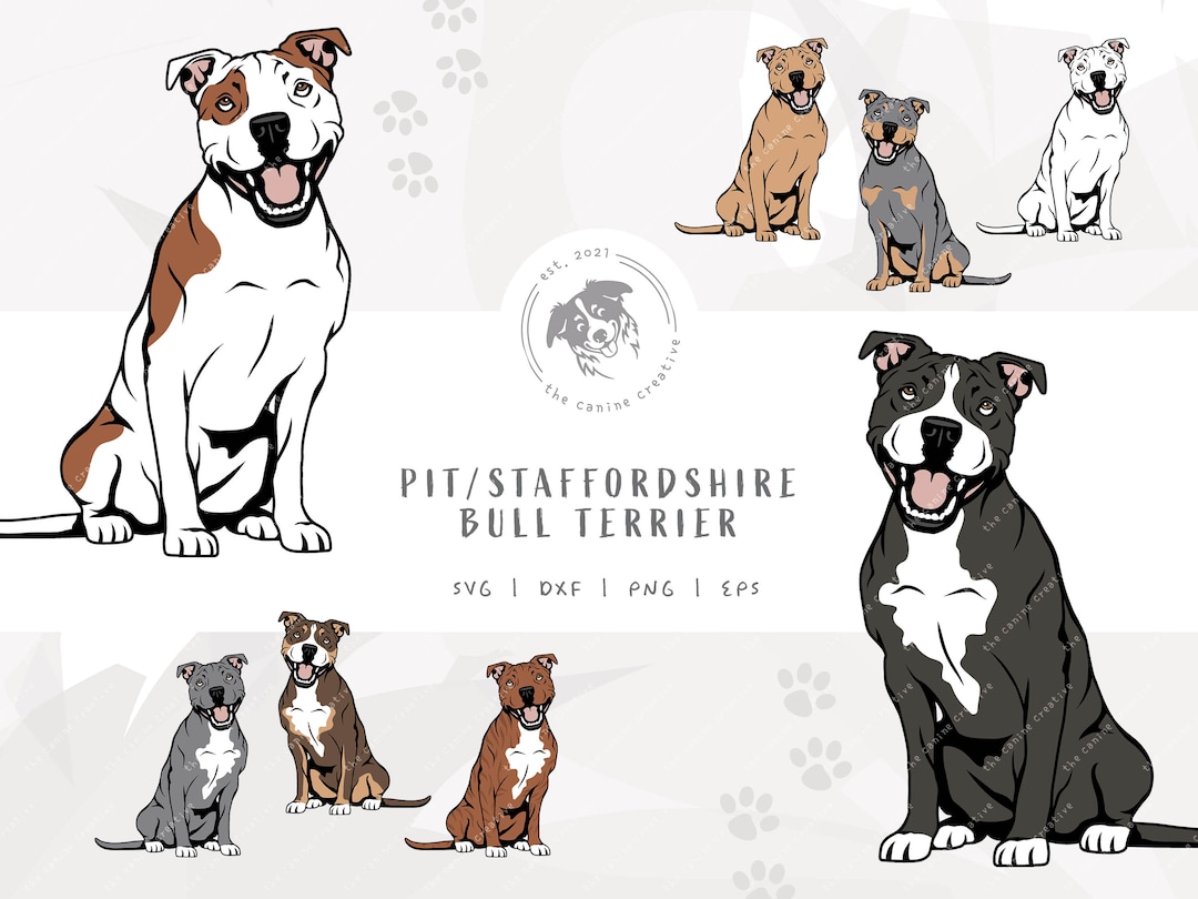 Pit Bull SVG, Staffordshire Dog Clipart, Sitting Dog SVG, Pittie SVG ...