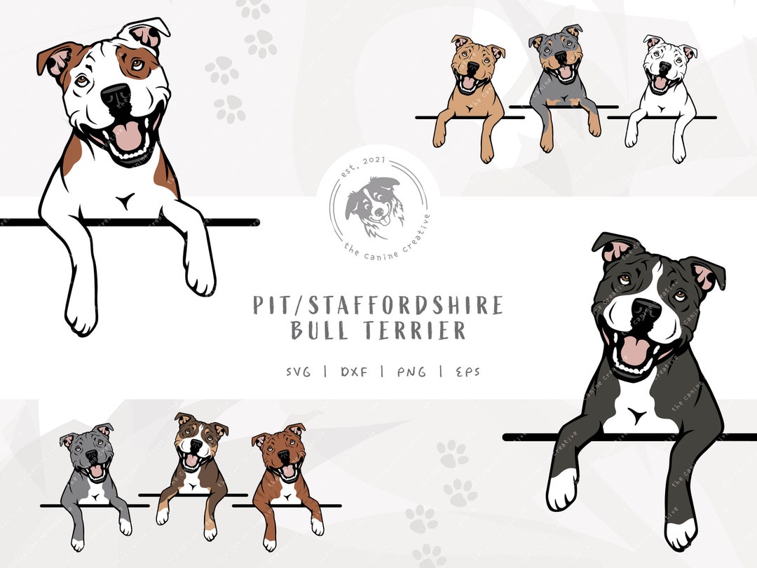 Pit Bull SVG, Staffordshire Dog PNG, Peeking Dog Design #2, Layered ...