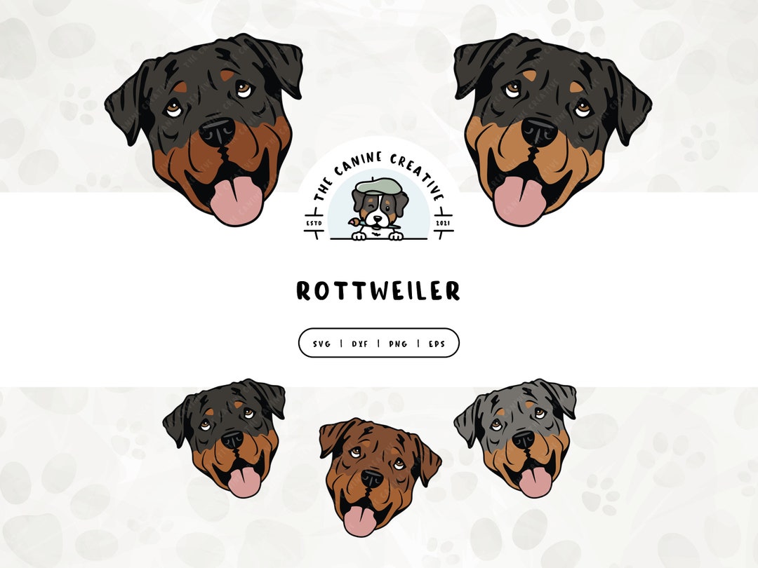Rottweilers SVG, Rottweiler Head PNG, Dog Face Illustration, Rottie ...