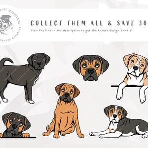 Puggle SVG, Beagle Pug Mix Breed Clipart, Dog Sitting Design, Puggle ...