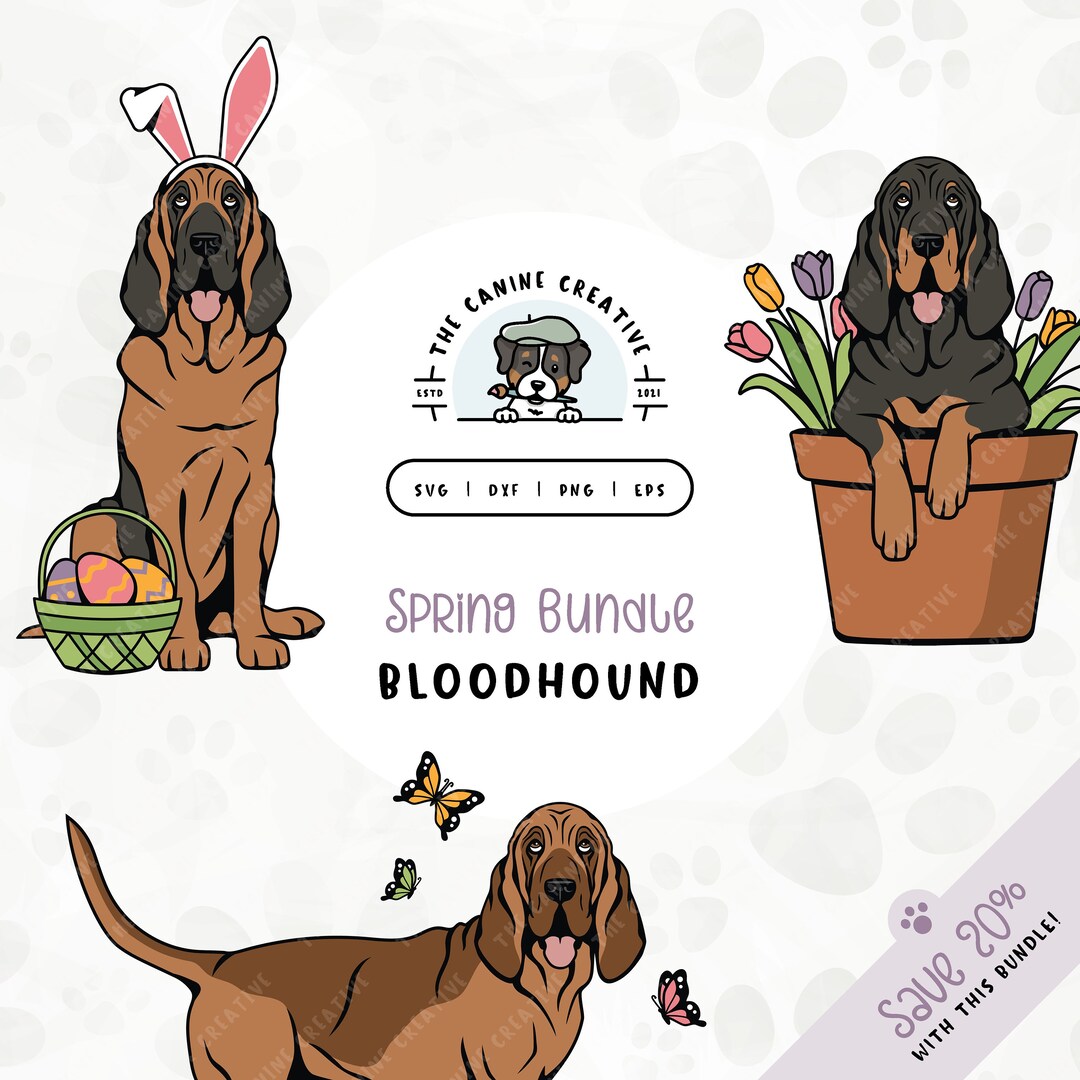 Spring SVG Bundle | Easter Dog PNG | Bloodhound Clipart | Hound Puppy ...