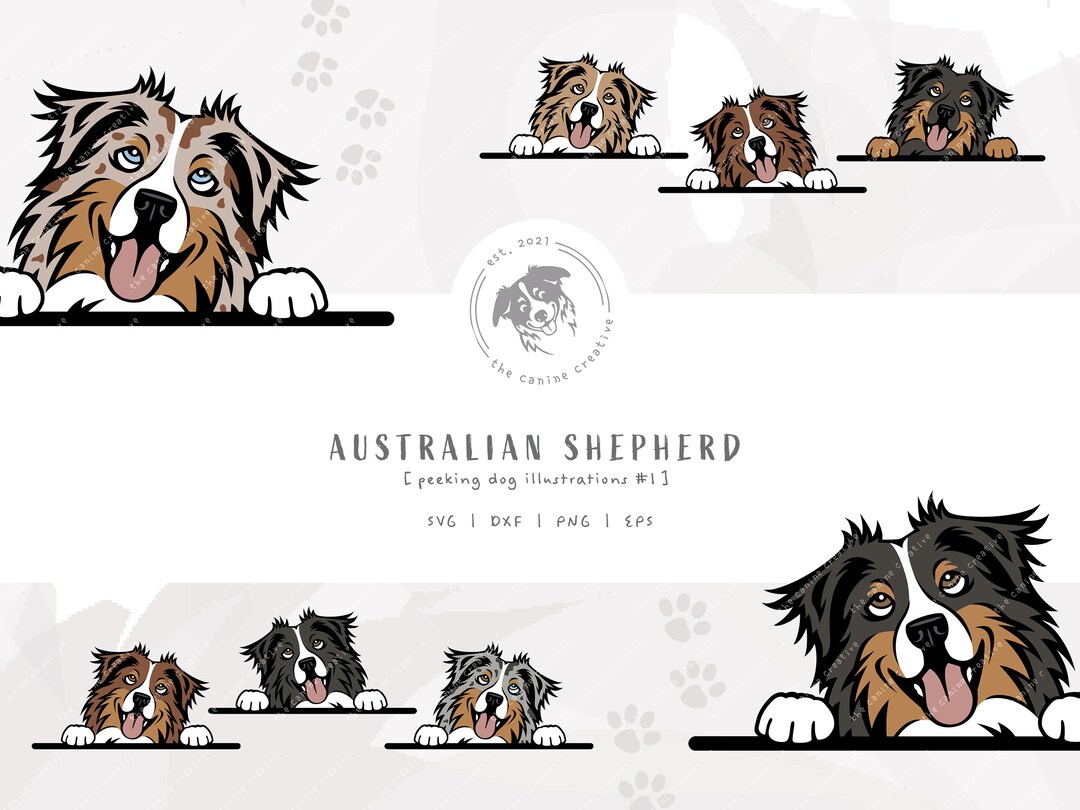 Australische herder SVG Aussie SVG gluren hond SVG 1 Merle - Etsy Nederland