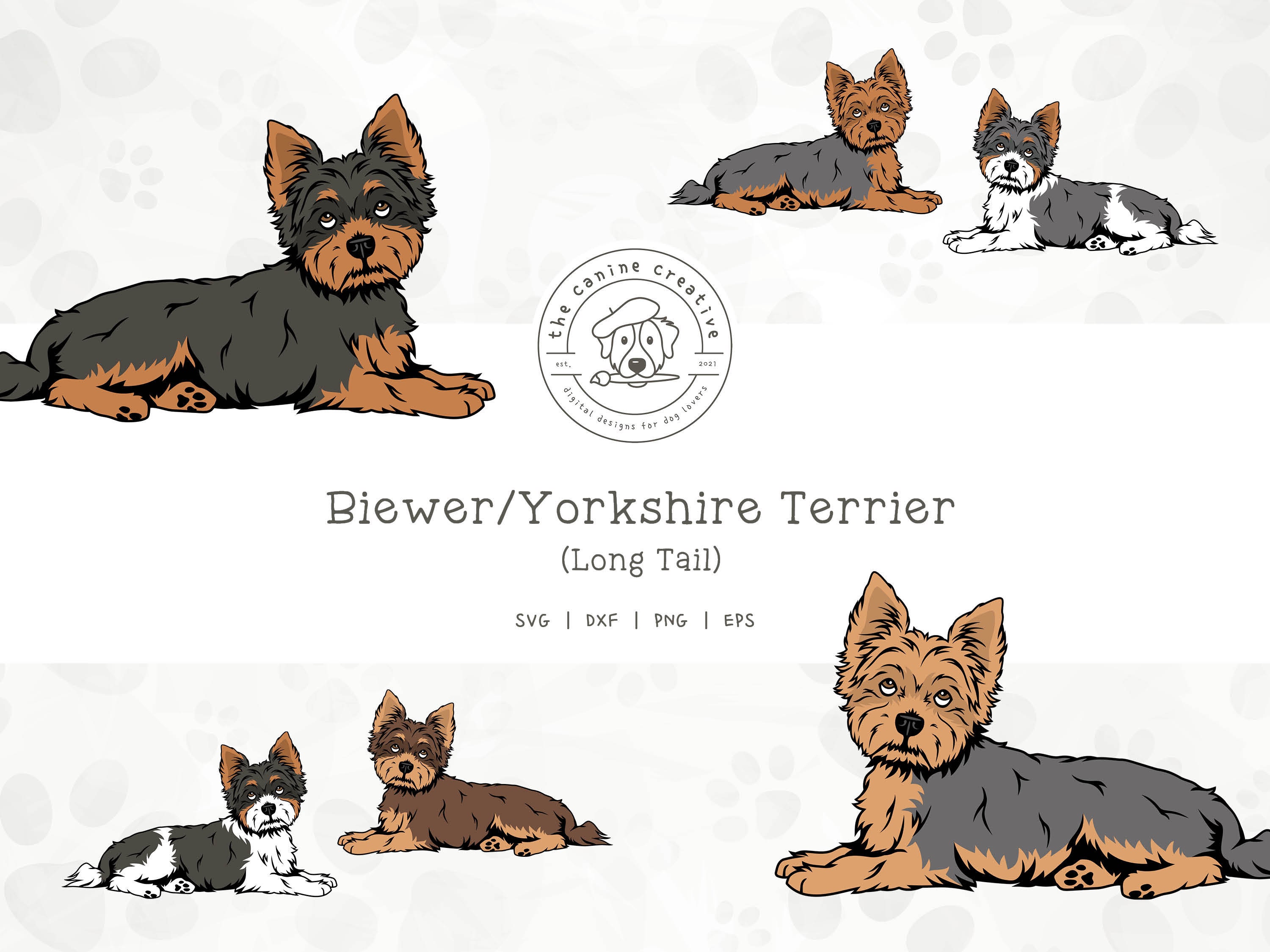 Yorkshire Terriers Clip Art, Yorkie SVG, Biewer Terrier PNG, Undocked ...