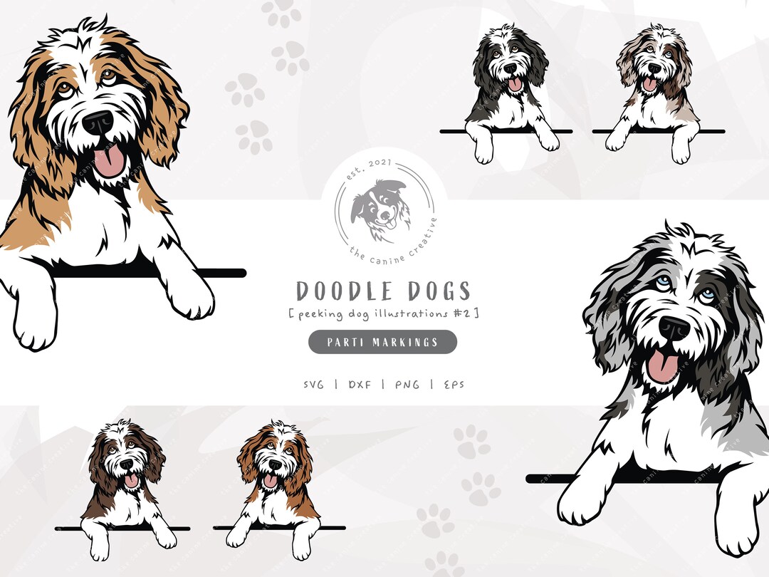 Parti Doodle SVG, Peeking Dog SVG #2, Bernedoodle SVG, Sheepadoodle ...