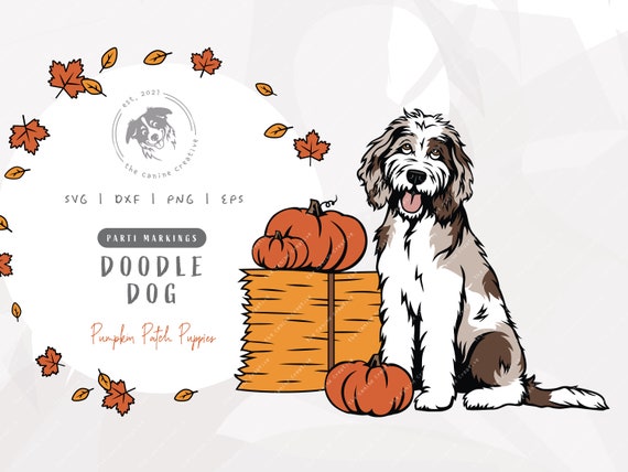 Fall SVG Parti Doodle SVG Doodle Dog Clipart Hay Bale Svg - Etsy