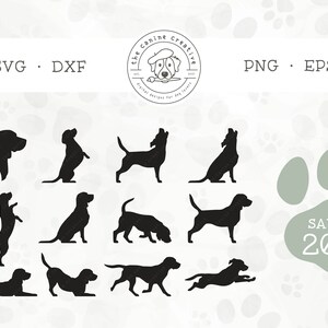 Beagles SVG Bundle, Beagle Silhouette Clipart, Dog Breed PNG, Dog Pose ...