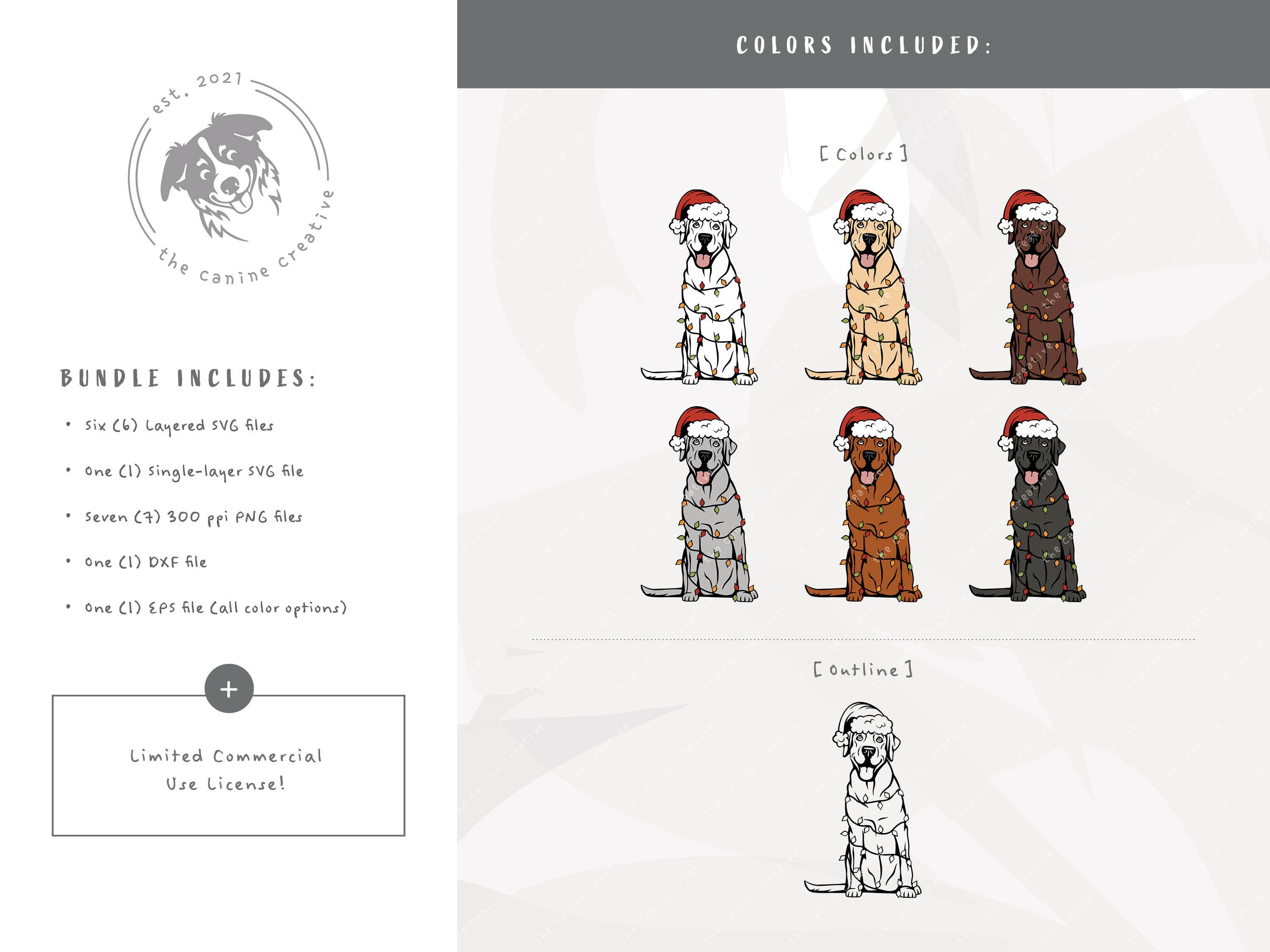 Labrador SVG Christmas Lab Dog SVG Tangled Christmas Lights - Etsy