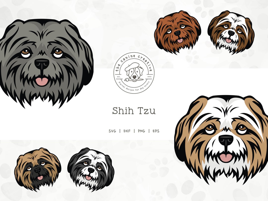 Shih Tzu SVG, Shih Tzu Clipart, Dog Face Svg, Dog Breed PNG, Printable ...