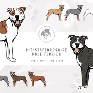 Pit Bull SVG, Staffordshire Dog PNG, Standing Dog Clipart, Layered ...