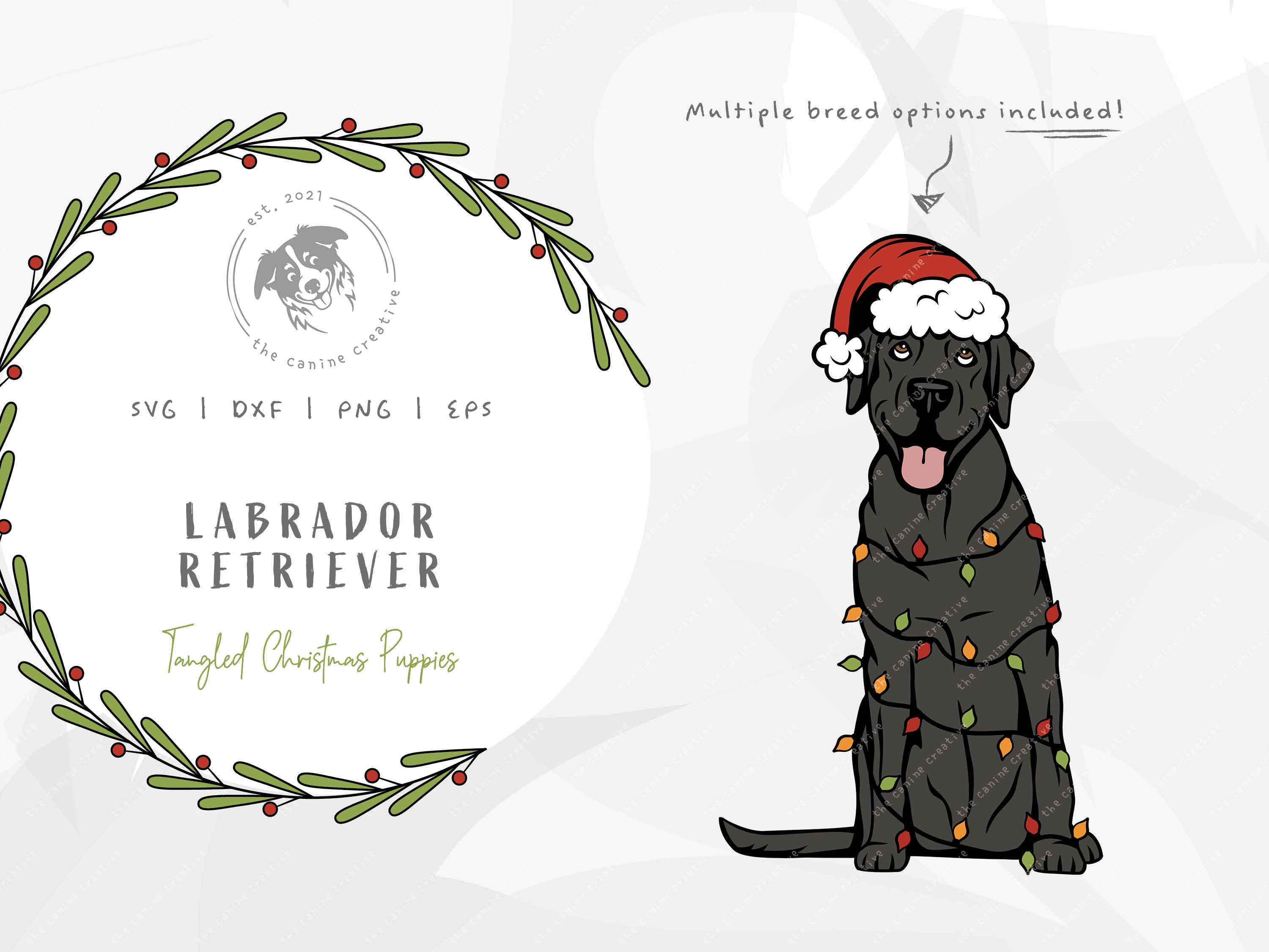 Labrador SVG Christmas Lab Dog SVG Tangled Christmas Lights - Etsy