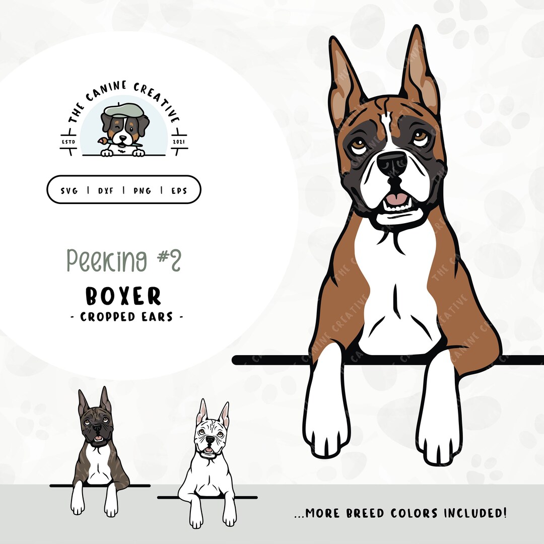 Peeking Boxer Dog With Cropped Ears SVG - Option 2 | Cute Puppy Clipart ...