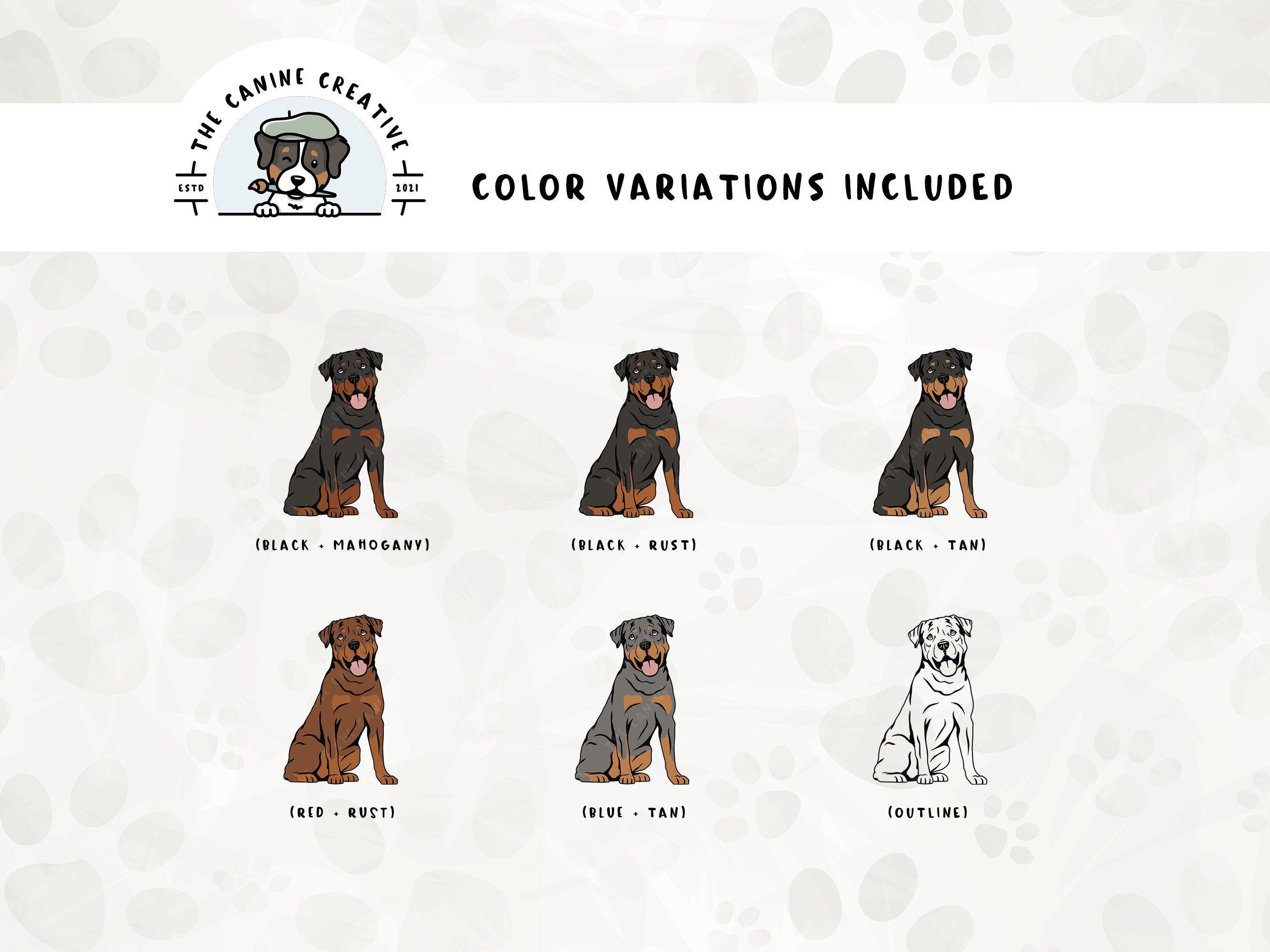 Rottweilers SVG, Docked Tail Rottweiler PNG, Sitting Dog Illustration ...