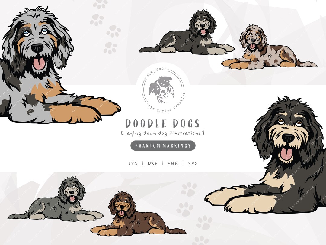 Phantom Doodle SVG, Laying Down Dog SVG, Bernedoodle SVG, Sheepadoodle ...