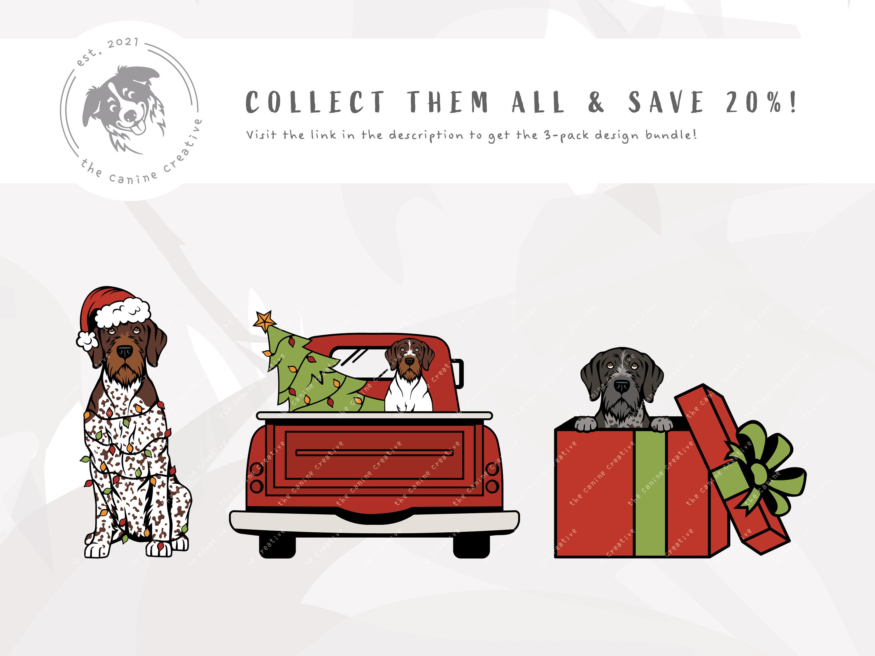 German Wirehaired Pointer SVG, GWP Christmas SVG, Red Vintage Truck Png ...